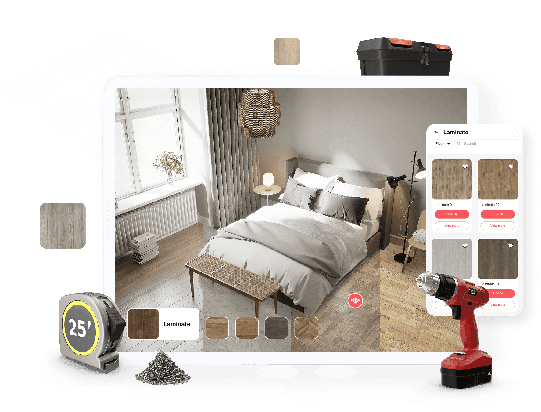 Laminate Flooring Visualizer in Your Room - AI-powered App